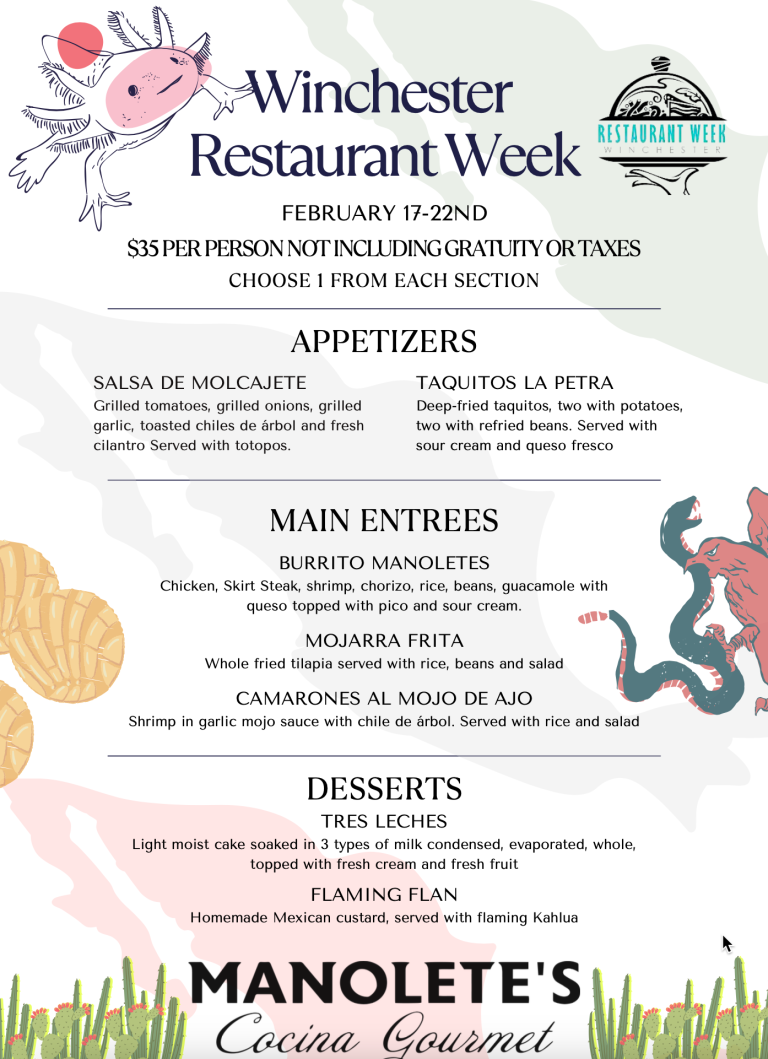 Manolete’s Cocina Gourmet - Winchester Restaurant Week - Winchester, VA